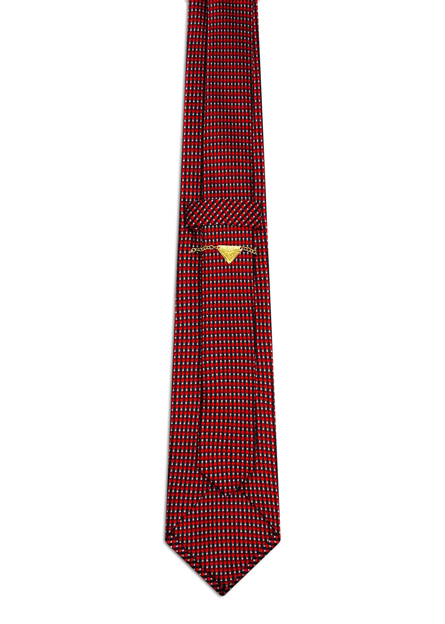 Set of Classic Red Tie and Pocket Square with Abstract pattern - Vitaliano