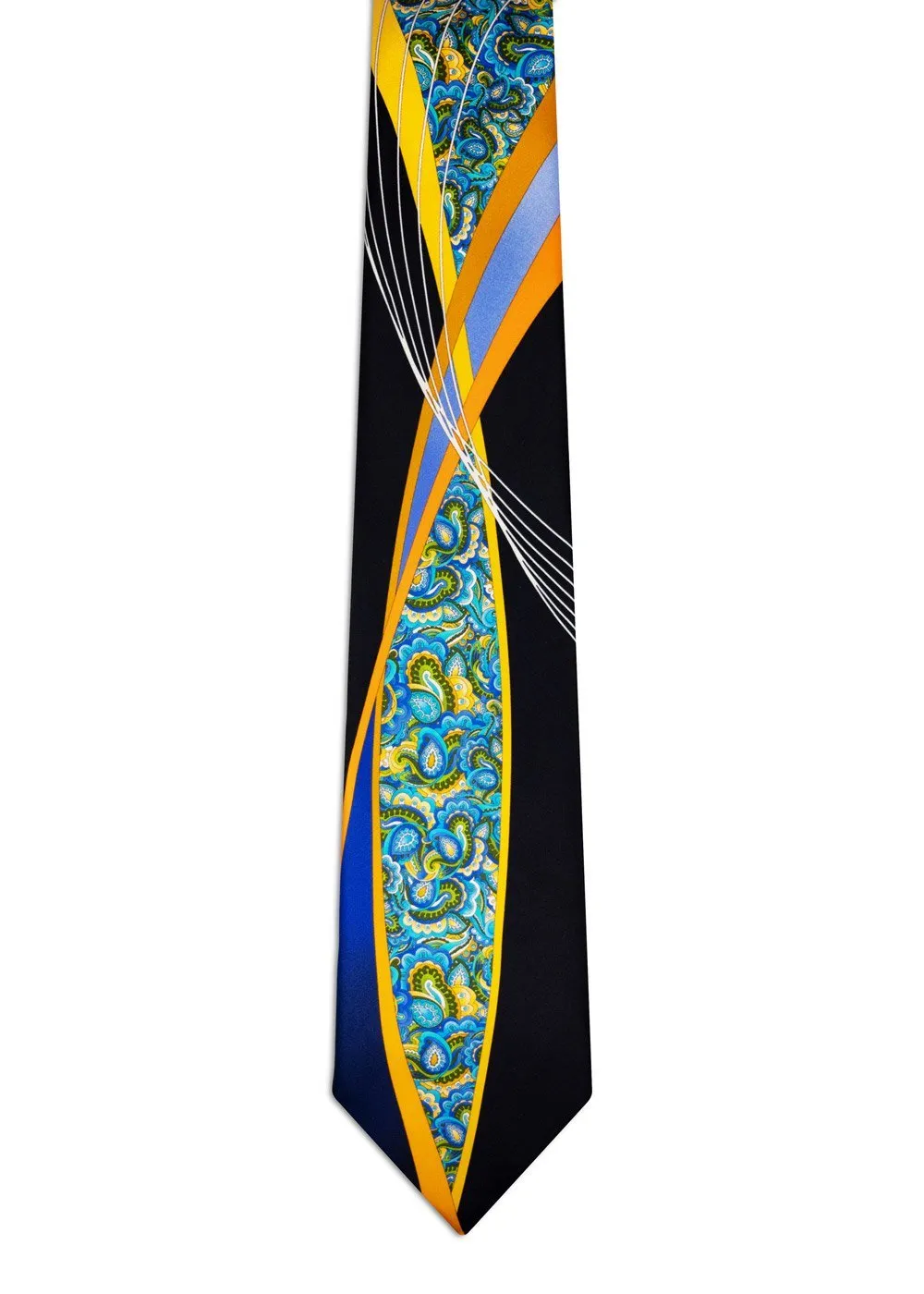 Signature Blue Tie with Ribbons and Light Blue Paisley - Vitaliano