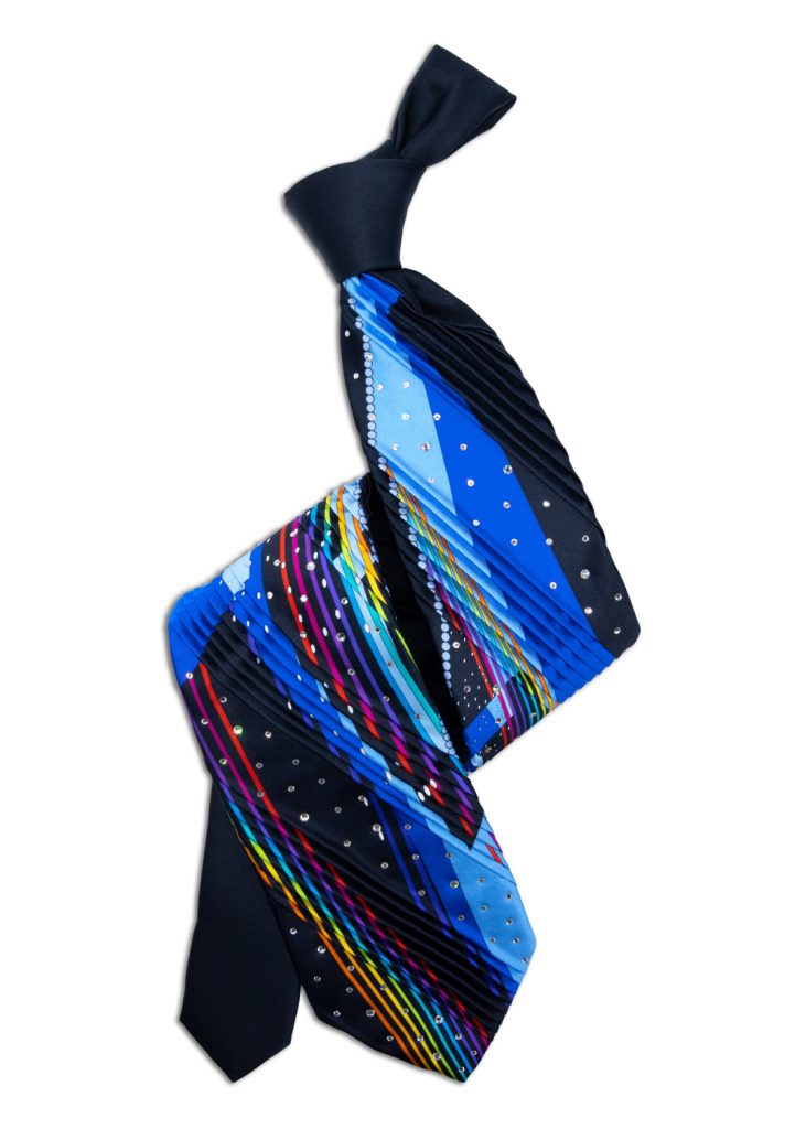 Limited Edition Blue Pleated Tie, Stripes, Polka Dots and Swarovski ...